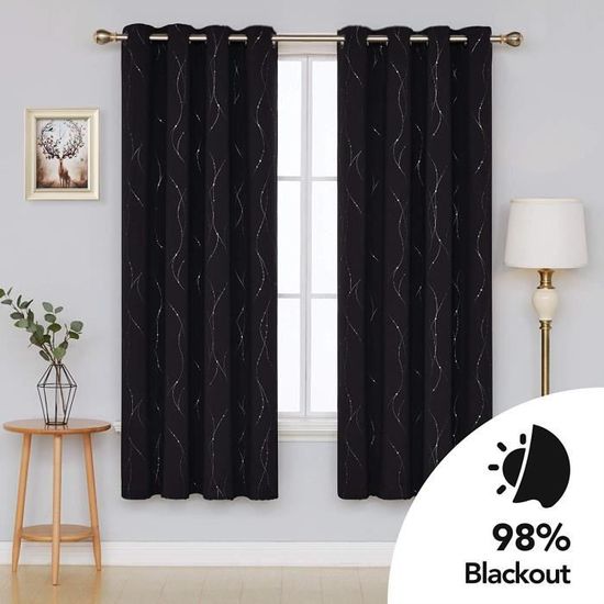 Deconovo Lot de 2 Rideaux Occultants Thermique Rideaux Motif Point ...