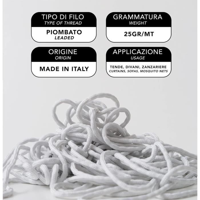 Tresse de Plomb - 10 mètres - Fil de Corde de Plomb pour Rideaux ...