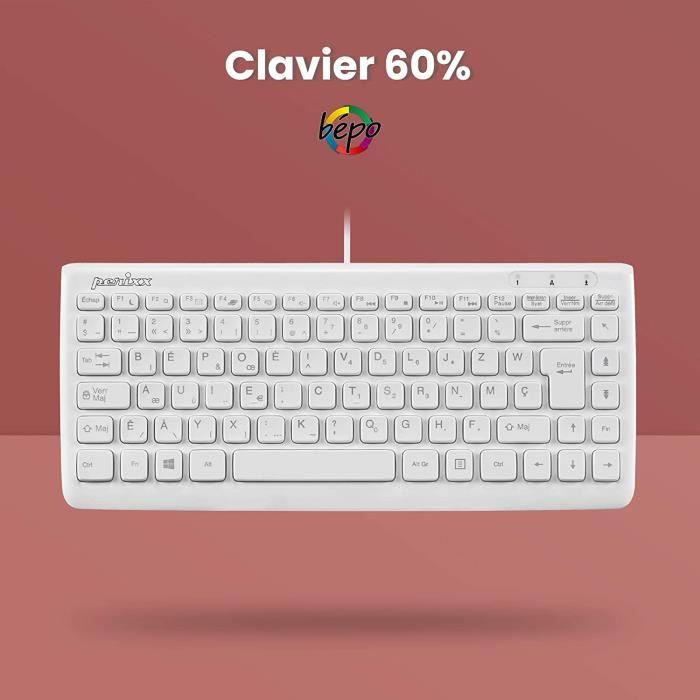 Mini Clavier Bépo USB Filaire - Clavier Chiclet avec 11 Touches de ...