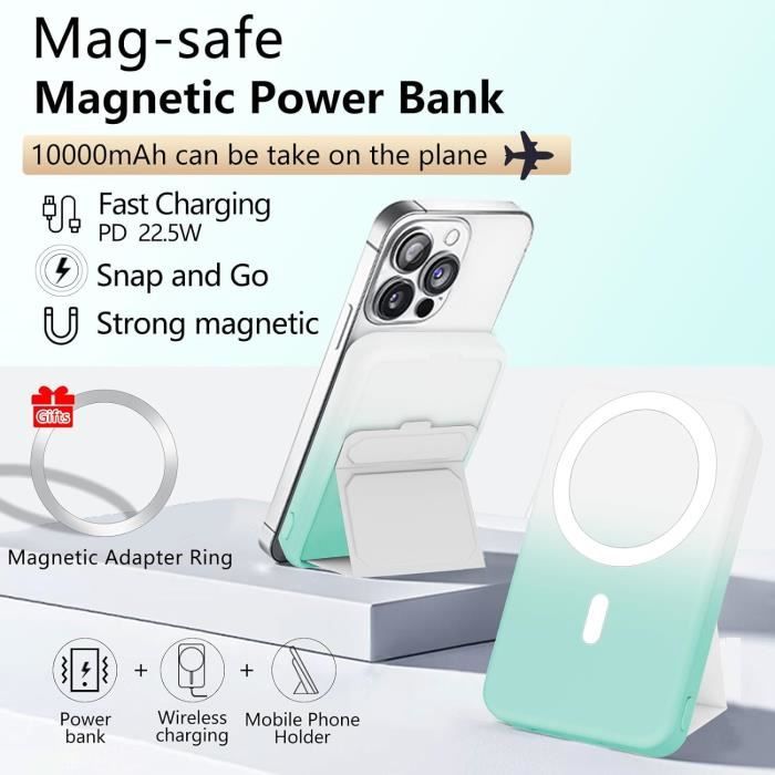 Batterie Externe Magnétique 10000Mah,Chargeur Portable Pliable,Pd 22.5W ...