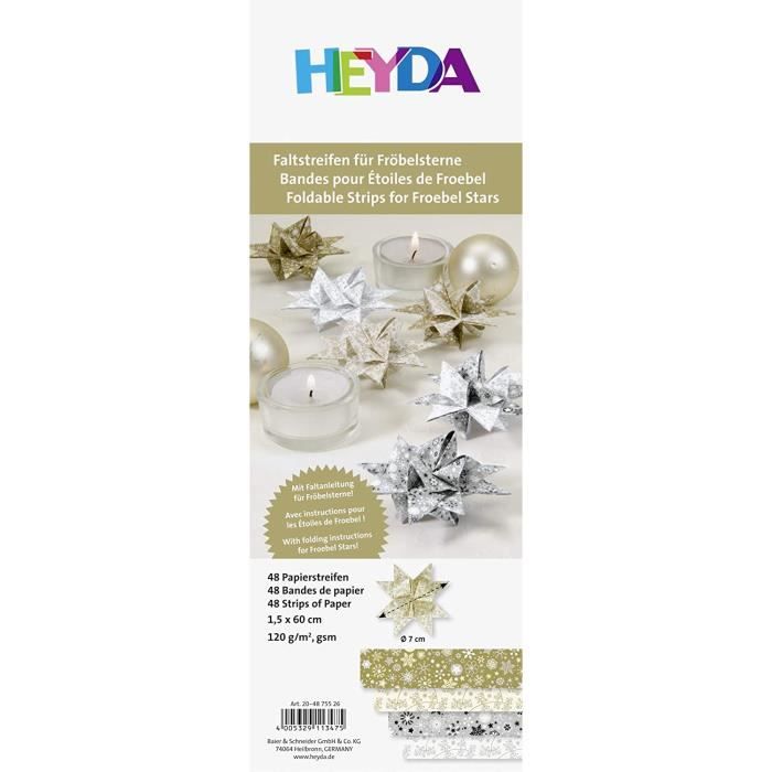 HEYDA 48 Bandes de papier origami pour etoiles de l'avent, or-argent198 ...
