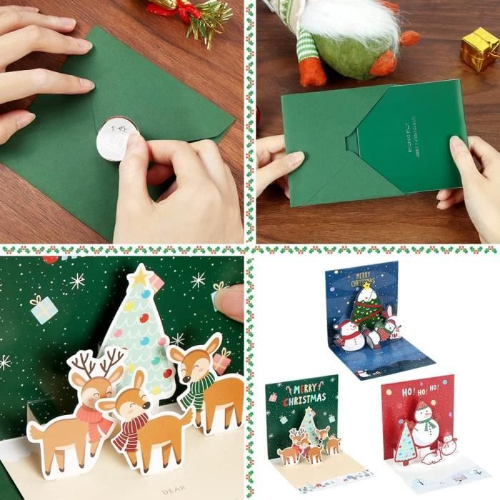 Carte Noel 3D, Carte Pop Up Noel, 3 Pièces Cartes De Noël, Carte De ...