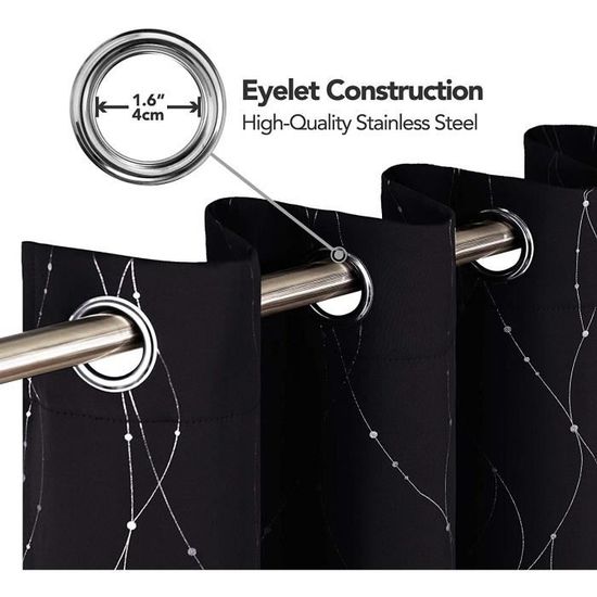 Deconovo Lot de 2 Rideaux Occultants Thermique Rideaux Motif Point ...