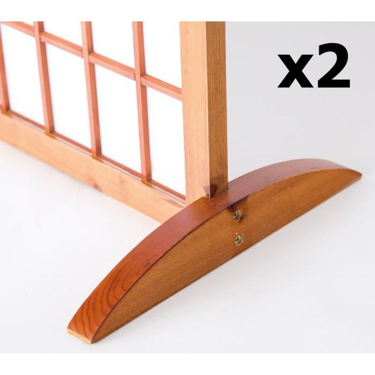 Lot de 2 pieds pour paravent en bois brun - 2.8 x 33 x 0.8 cm ...