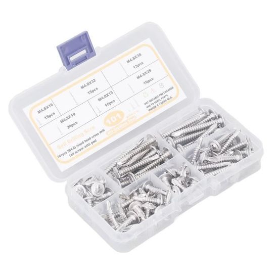 Vis autoperceuse - CIKONIELF - M4.8 - Acier inoxydable - 101 pièces - 6 ...