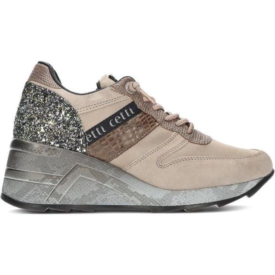 Sneakers Camouflage Cetti C-1145 - Femme - Blanc - Compensé - Lacets ...
