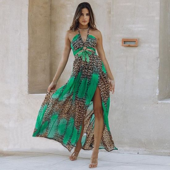 Femme Mini Robe Ete Bohème Robe de Vacances Robe de Plage Col V Florale ...