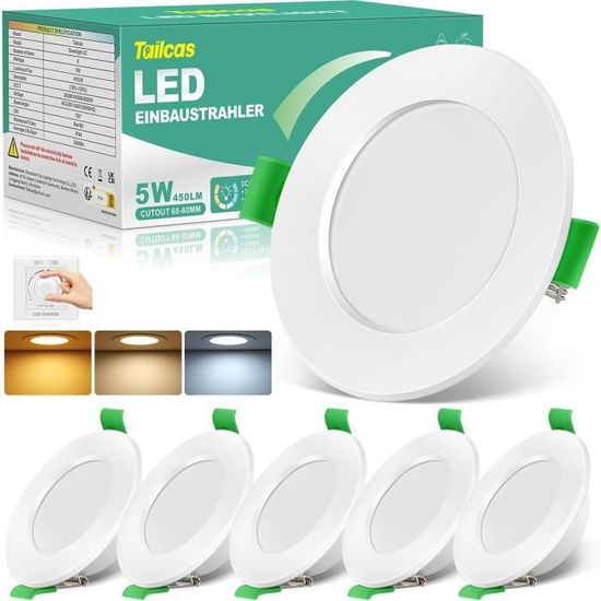 Spot Led Encastrable 5w Dimmable Spot Led Extra Plat 450lm Ip44 Spots