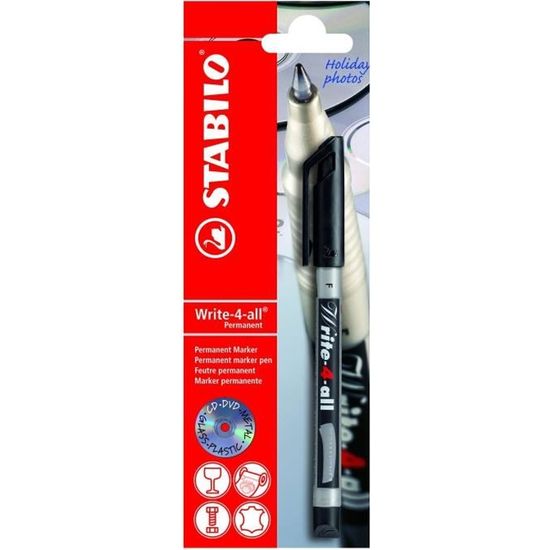 STABILO Stylo-Feutre Permanent Write-4-all pointe fine Noir - Cdiscount ...