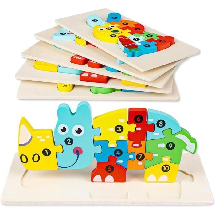 PUZZLE Puzzle Bois Enfant 2 Ans:6 Pièces Bébé Montessori ad 2 3 Ans ...
