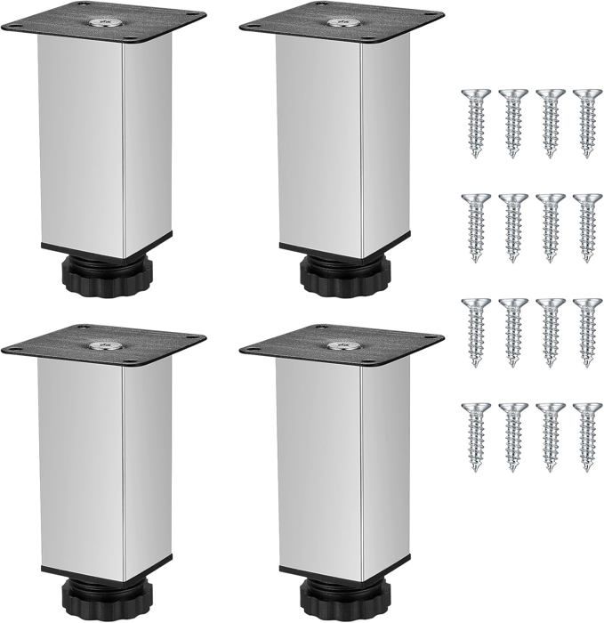 4 Pcs Pied de Meuble, 10cm Pieds de Meuble, Pied de Meuble Reglable 0-12 mm, Pied Réglable en ...