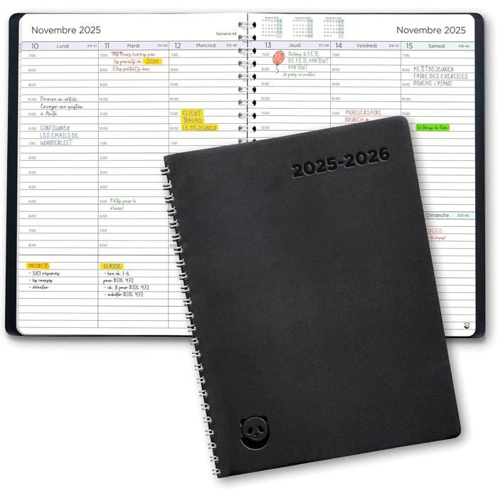 Agenda 2025 2026 - Agenda Semainier - Couverture Souple, Intervalles de ...