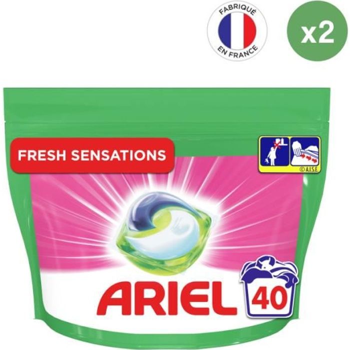 Lot de 2 paquets de lessive en capsules Ariel Pods Fresh Sensations x40 ...