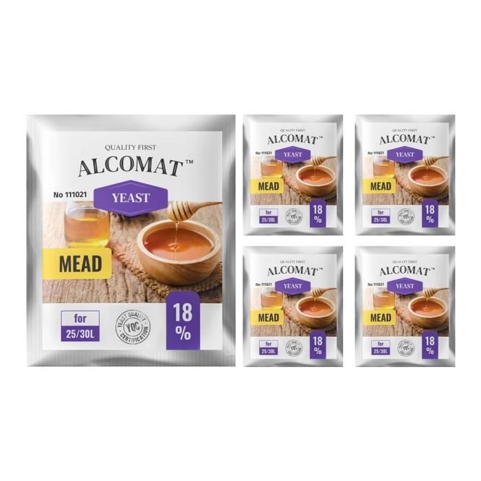 5 x Levure de hydromel 5g/25-30L - Alcomat, Levure Mead, Fermentation ...