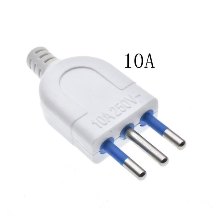 Fiche électrique de type L à 3 broches,CE italien 10A-16A 250V avec broche d'isolation,mise à la ...
