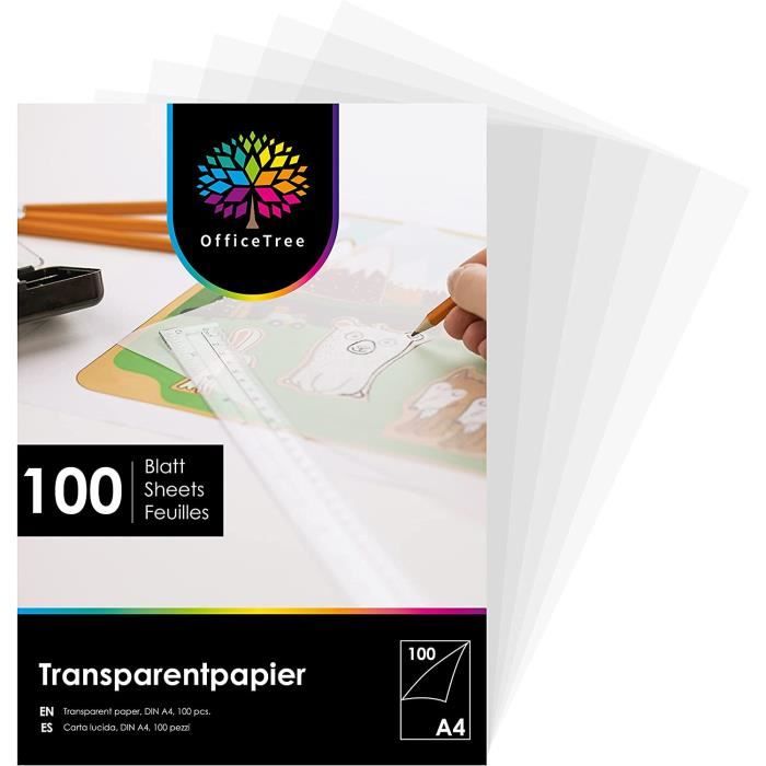 Papier Calque A4 100 Feuilles 100 g-m² Qualité Premium pour Dessiner ...