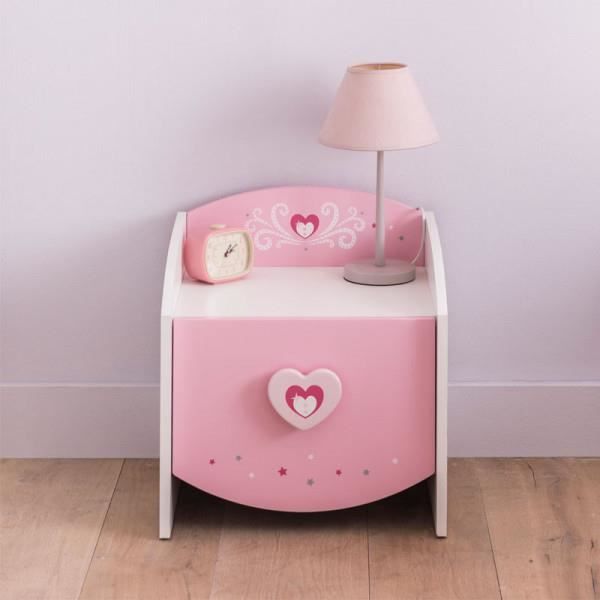 Table de chevet 1 tiroir Blanc/Rose - FIONA - Rose - Bois - L 43 x l 38 ...