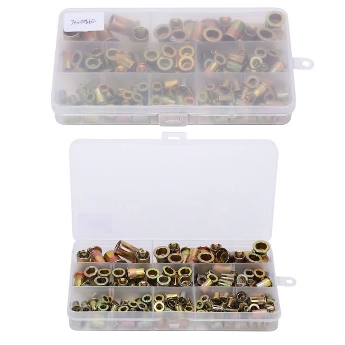 Cikonielf Écrou fileté 160pcs/Boîte Écrou à Rivet en Acier au Carbone ...