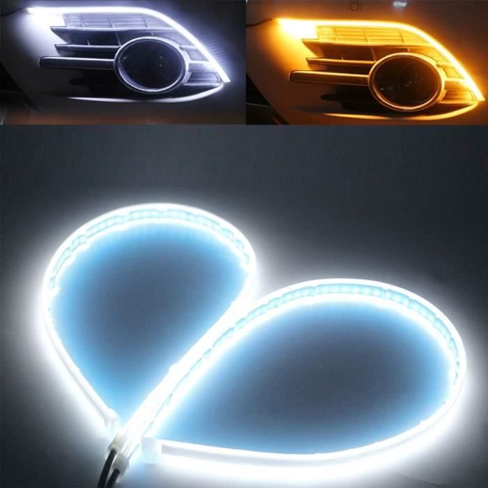 Led 2-Pack 60Cm Voitures Blanches Et Jaunes Drl Led Feux De Jour Led ...