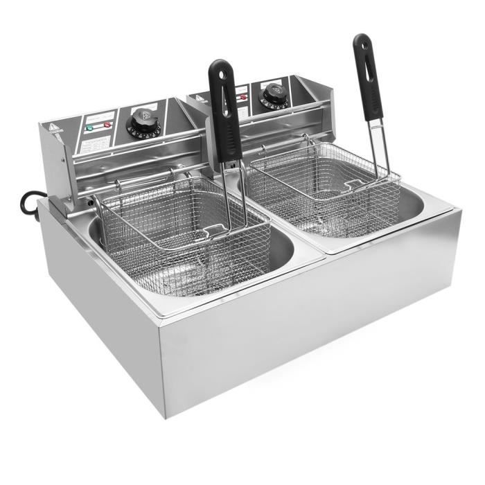 Friteuse électrique Double cuve professionnelle avec les paniers de ...