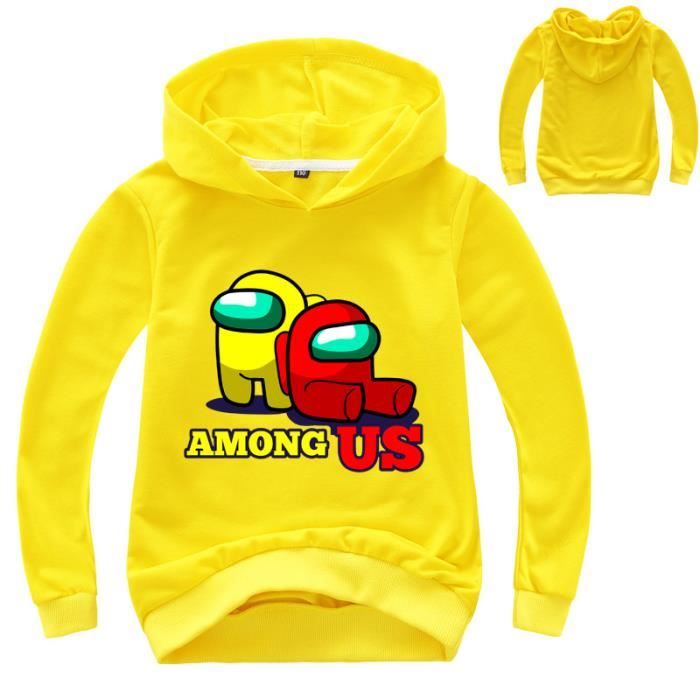 Among Us Enfants Pull Sweat à Capuche Hoodie Jaune - Cdiscount Prêt-à ...