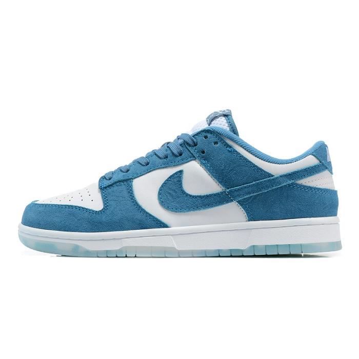 Baskets Ni-ke Dunk Low Femme Homme Chaussures Entraînement Blanc Bleu ...