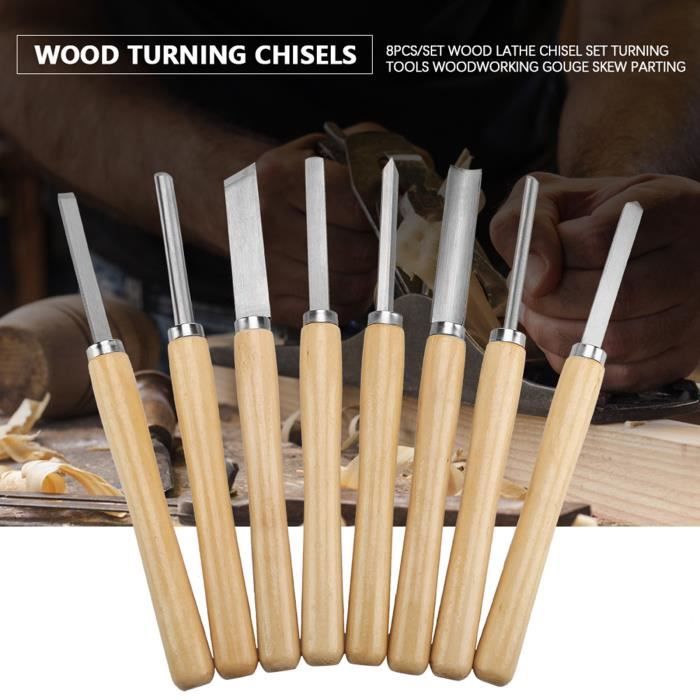 Jeu de ciseaux pour tour à bois OMABETA - 8 pièces en bois et acier trempé - Cdiscount Bricolage