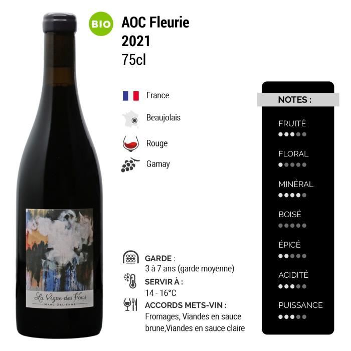 Fleurie La Vigne des Fous Rouge 2021 - Bio - 75cl - Marc Delienne - Vin ...