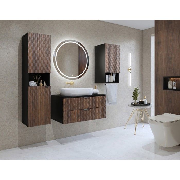 Meuble de salle de bain collection KING – Chêne foncé et noir ...