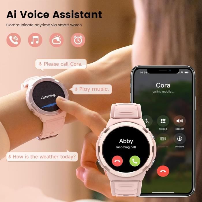 Montre Connectée Femme, 1.3" Écran Toujours Activé Amoled 50 Jours D'Autonomie 5Atm Étanche ...