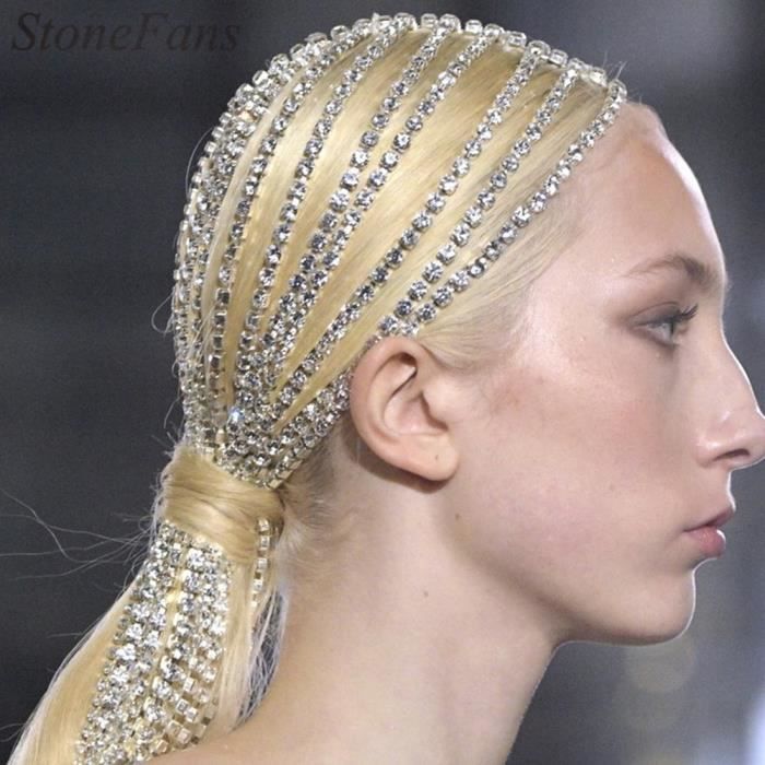 Rainbow Head Chain Chaine de tete longue en strass bijoux en cristal pour femmes nouveaux accessoires de cheveux styliste joli Cdiscount Au quotidien