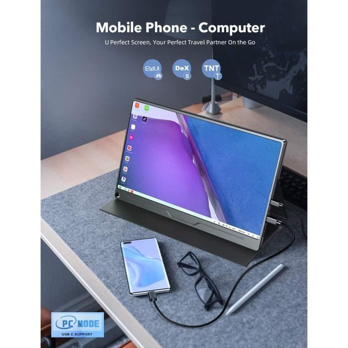 Moniteur Portable Écran USB C, UPERFECT 1920X1080 IPS Ecran PC 15.6 ...
