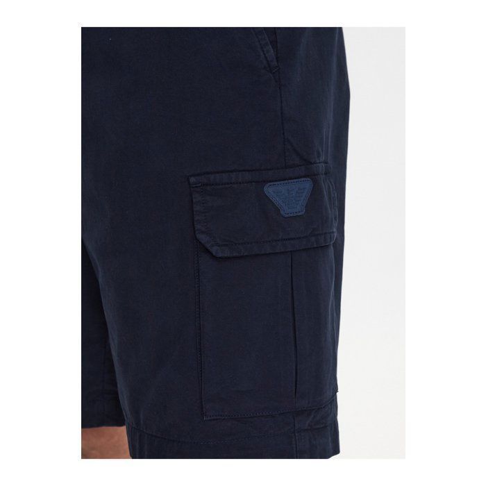 Short cargo en coton Emporio Armani Bleu 100 Coton Coupe droite Multipoches