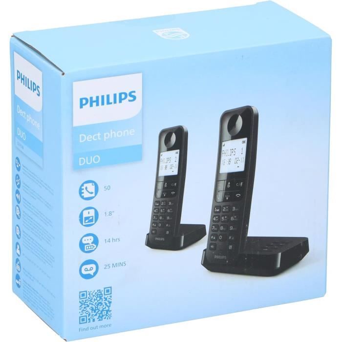 Philips Dect Téléphone sans fil D2752B12 - Noir - Cdiscount Téléphonie