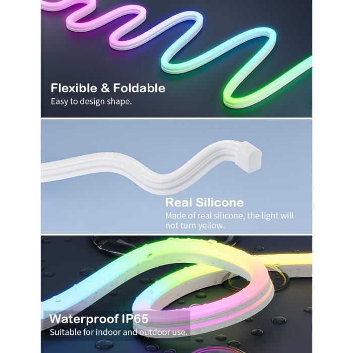 10M Rgb Avec Ic Neon Ruban Led, Effet Arc-En-Ciel, 84 Led Par Mètre ...