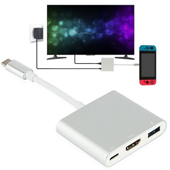 HDMI Type C Hub Adapter for Nintendo Switch, 1080P USB C Hub HDMI ...