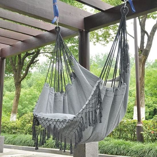 Hamac Chaise Suspendu, Chaise Relax à Franges, Intérieur et Extérieur ...