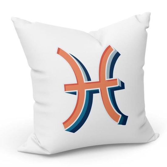 Housse de coussin Blanc Poissons Signe astrologie Zodiaque Astres ...