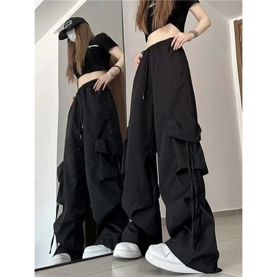 Zoki Pantalon Cargo Taille Haute à Lacets Pour Femme Streetwear