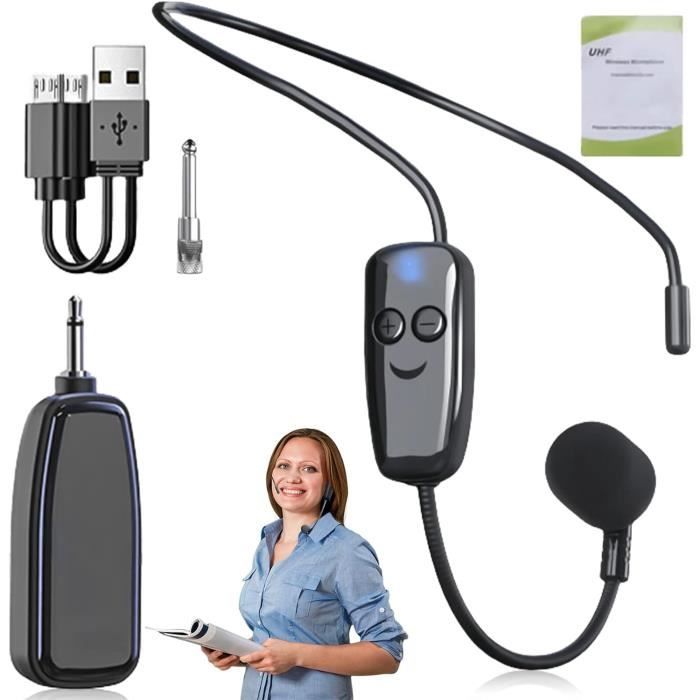 Microphone sans fil, professionnel, rechargeable, amplificateur de voix, avec récepteur, pour ...