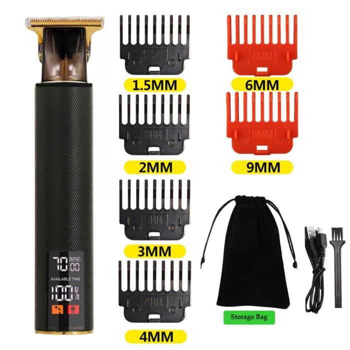 LCD noir Tondeuse à cheveux sans fil T9 Vintage pour hommes, rasoir professionnel rétro, rasoir ...