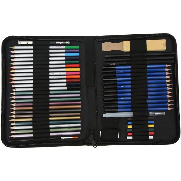 Kit De Crayons À Dessin,Croquis Dessin Crayons De Couleur Kit Croquis Papeterie Peinture ...