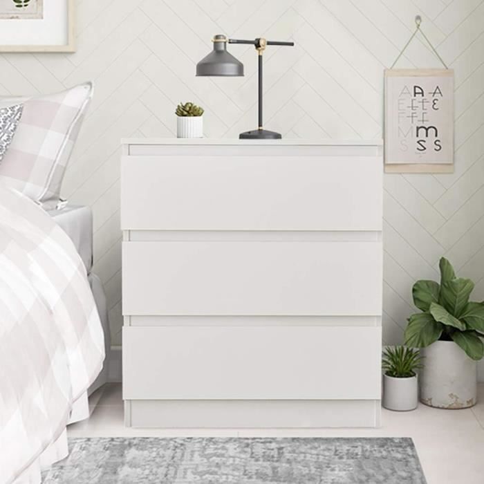 Commode De Chambre À Coucher Avec 3 Tiroirs Et Tiroirs En Bois Pour ...
