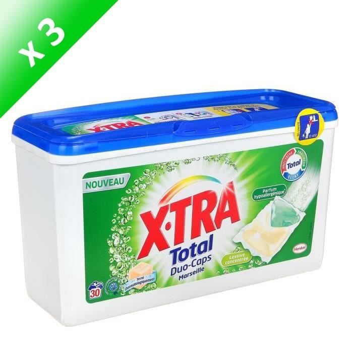 XTRA Lessives Total Duo Marseille - 30 capsules - Lot de 3 - Cdiscount ...