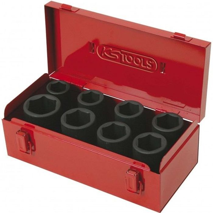 Coffret de douilles longues à chocs 3/4" 8 pcs - KSTOOLS - Acier allié - Dimensions : 49,5 x 14 ...