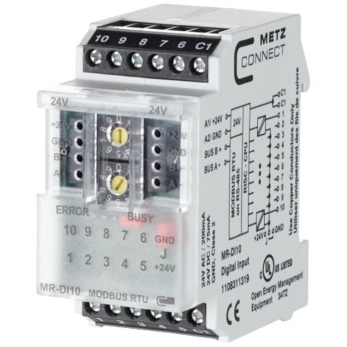 Module Modbus RTU - METZ CONNECT - MR-DI10 - 10 entrées numériques - 24 V/AC - 24 V/DC ...