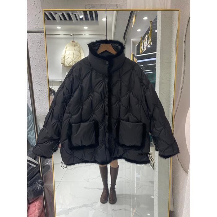CRAZE Hiver Vison Fourrure Couture Duvet de Canard Veste Femmes ...
