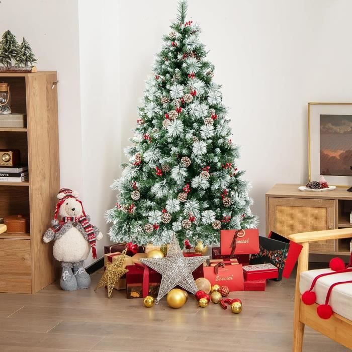RELAX4LIFE Sapin de Noël 180CM, Éclairage LED 4 Couleurs, Arbre de Noël ...