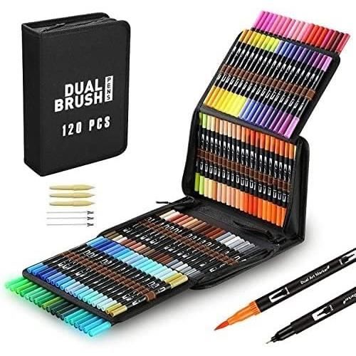 Feutres Coloriage Adulte, 120 Couleurs Feutre Double Pointe, Feutre ...