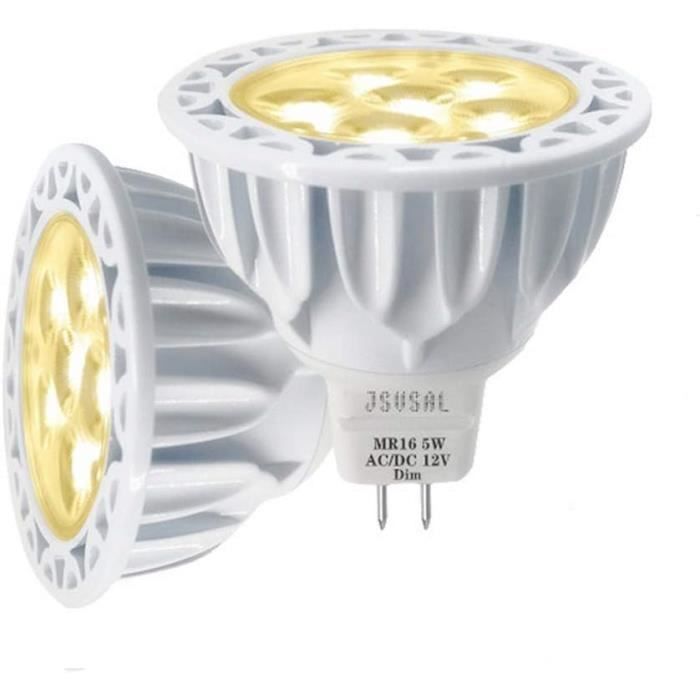 Lot de 2 ampoules LED Mr16 à intensité variable, 5 W équivalent à une ampoule halogène de 50 W ...